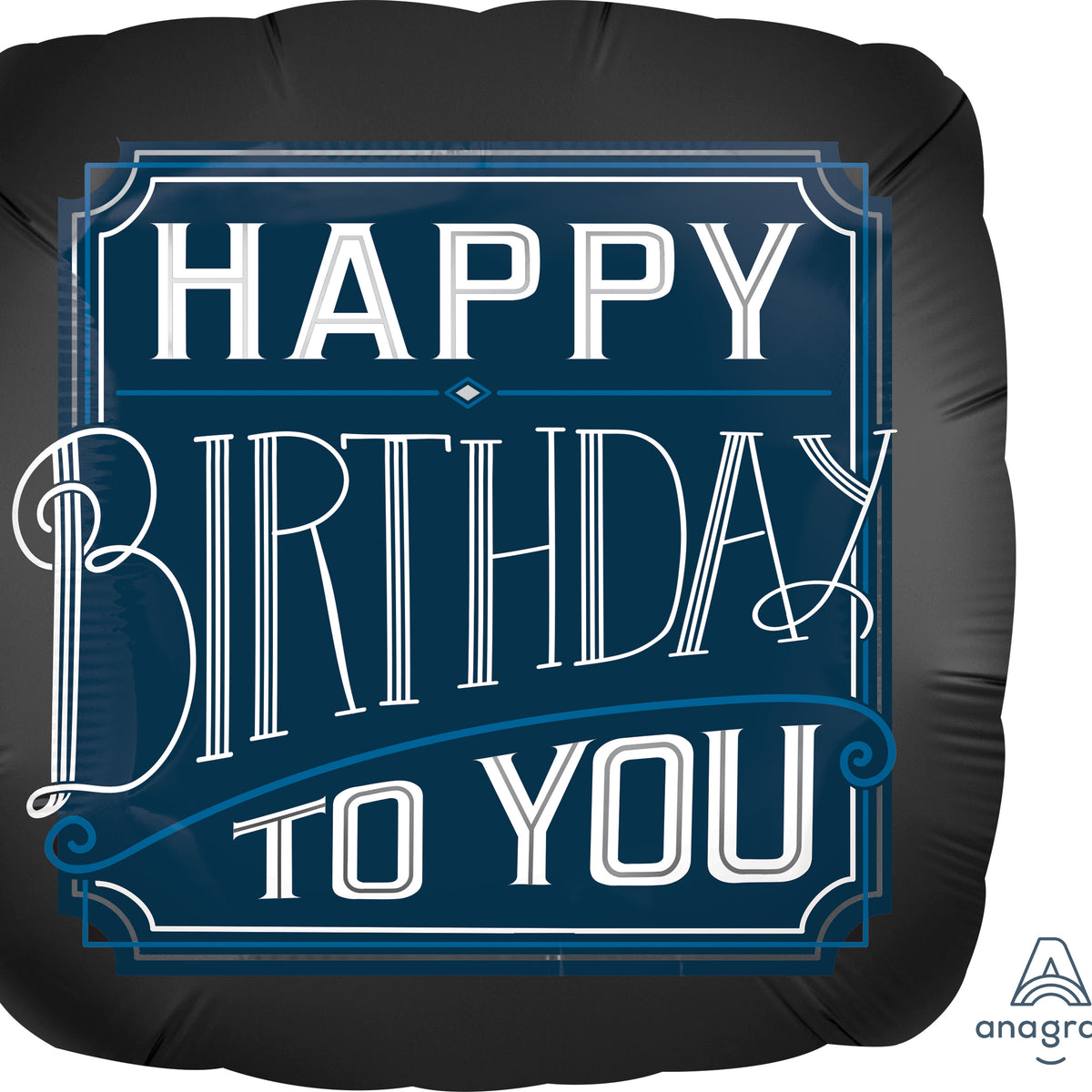 Happy Birthday musta, tavallinen foliopallo – Ilmapallokeskus